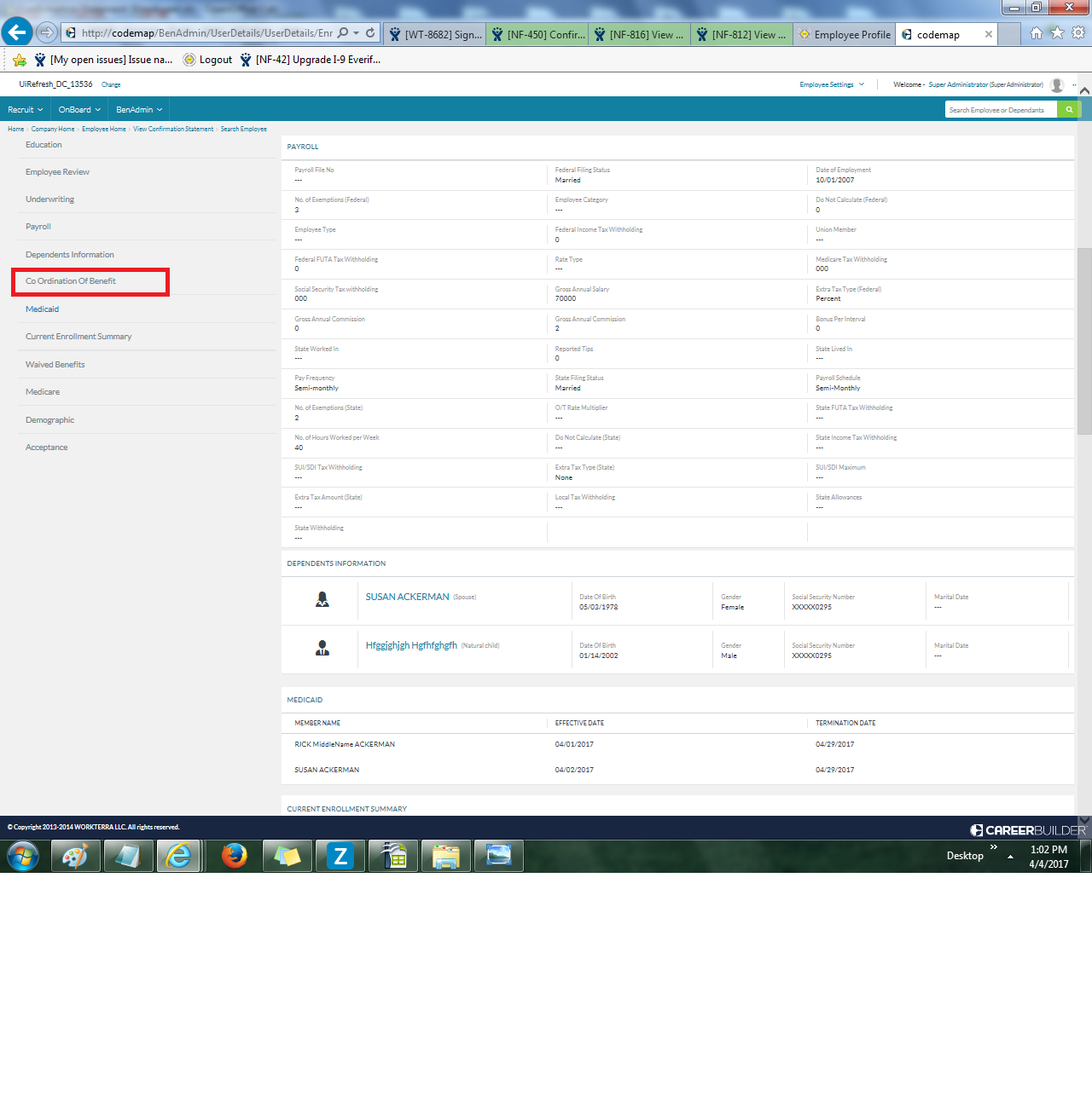 Nf 817 Azure Uirefresh Qa Test1 Employee Login View Confirmation Statement Issues Observed